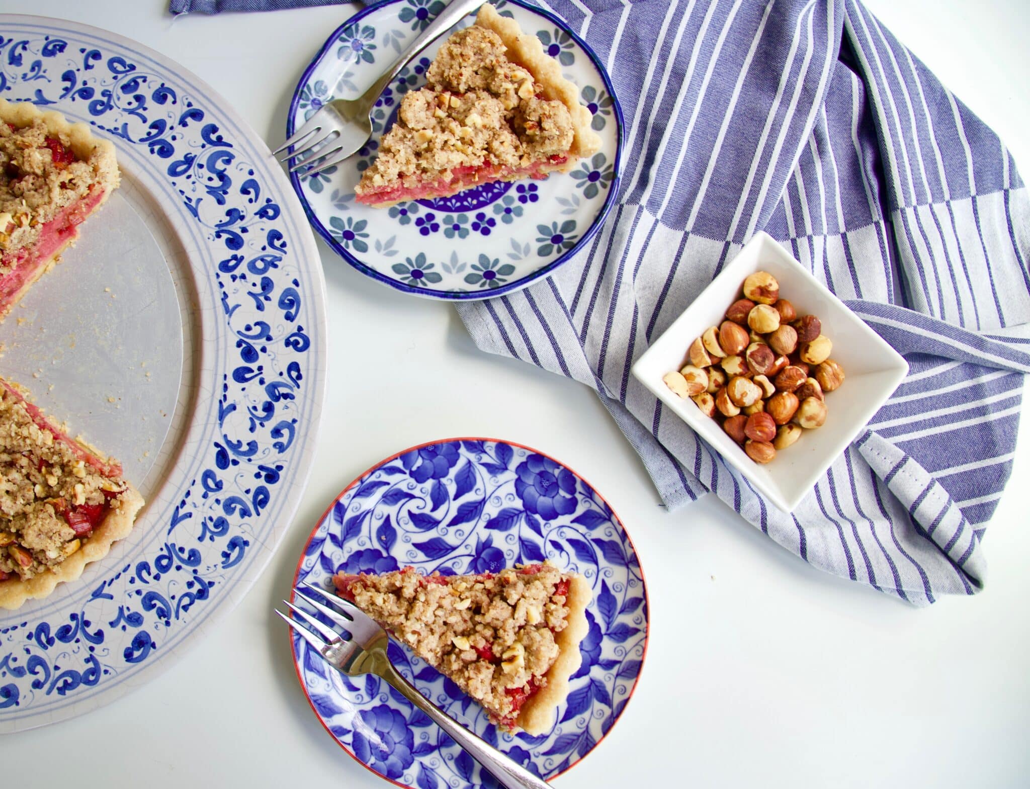 Rhubarb Tart with Hazelnut Crumble - Bakes by Brown Sugar