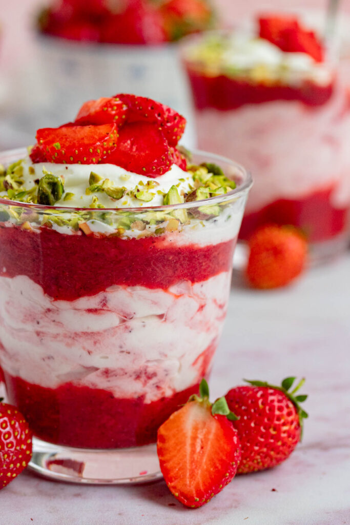 Creamy Strawberry Fool with Roasted Strawberries - Bakes by Brown Sugar