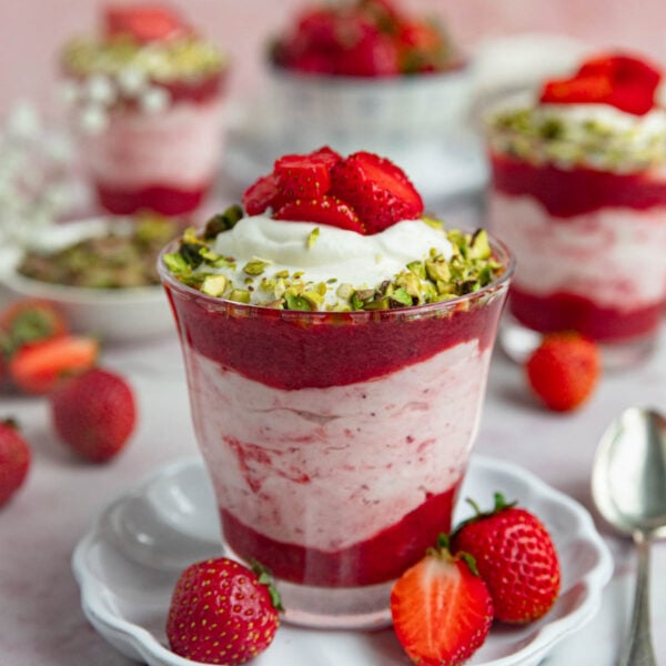 Creamy Strawberry Fool with Roasted Strawberries - Bakes by Brown Sugar
