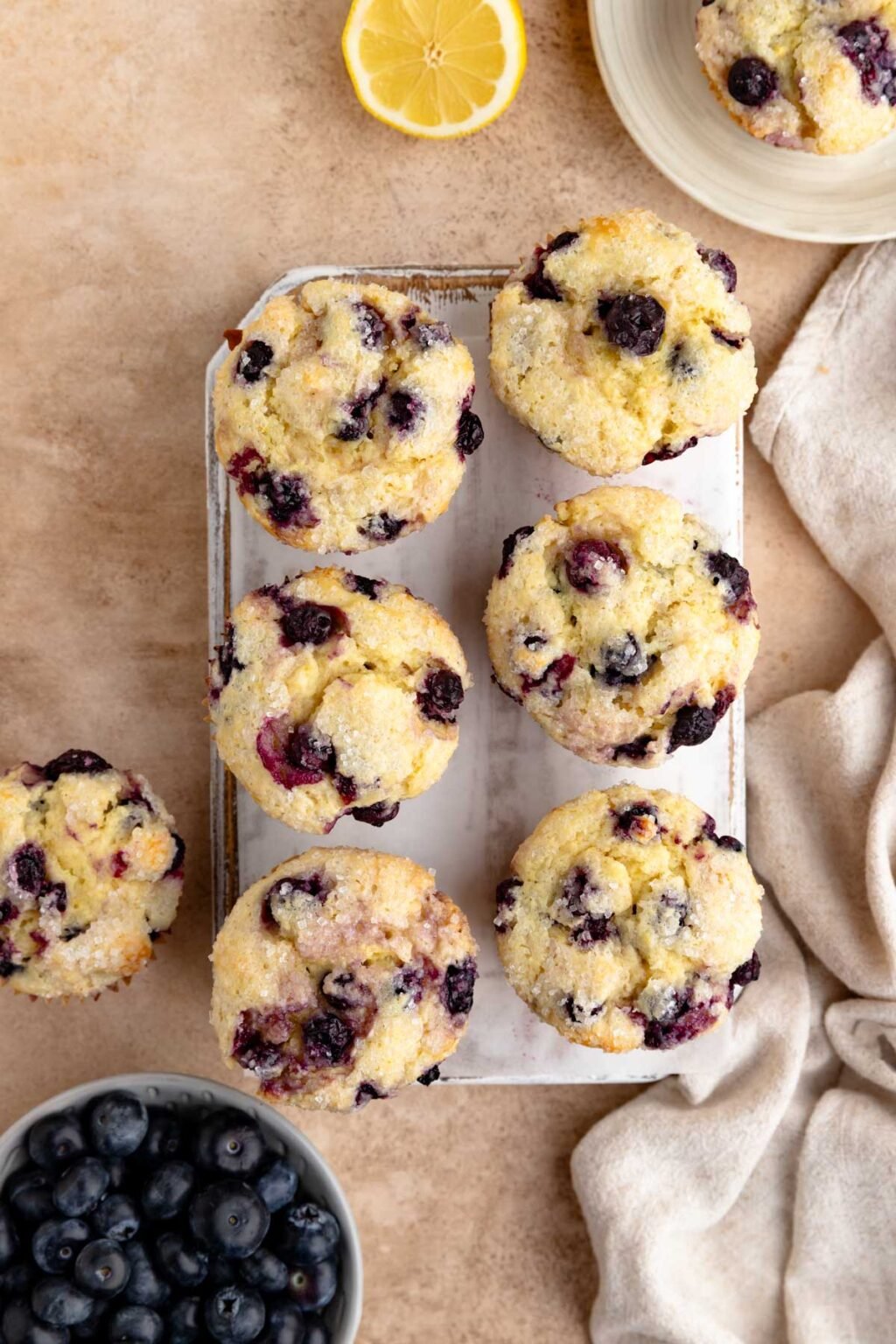 Soft & Moist Lemon Blueberry Muffins with Sour Cream