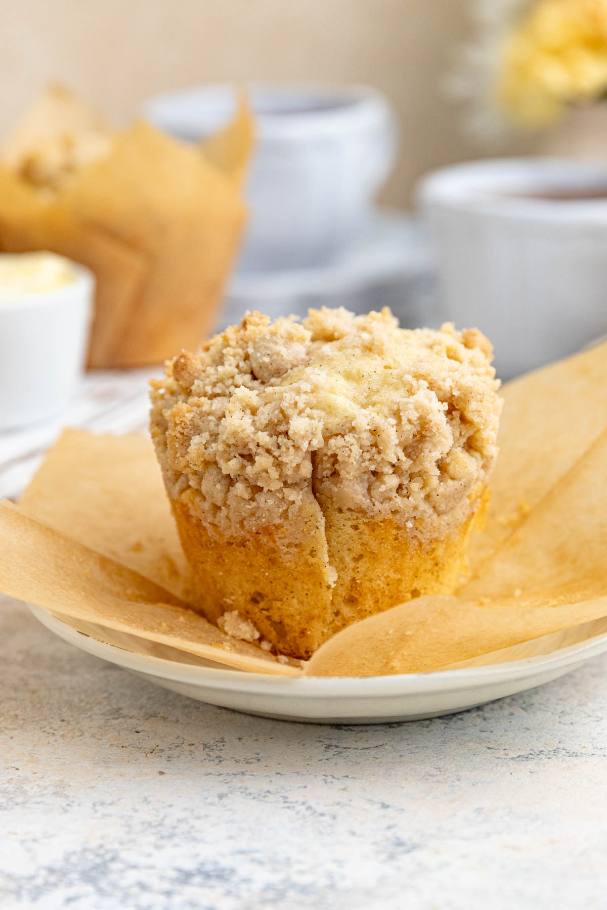 Easy Vanilla Muffins with Crumb Topping
